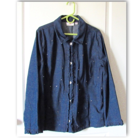 Quacker Factory | Jackets & Coats | Quacker Factory Blue Embellished ...